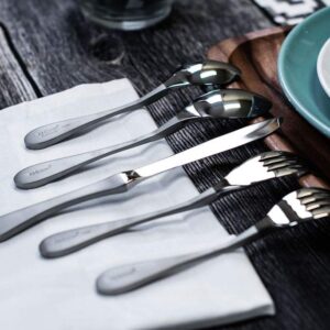 Knork Original Cutlery Utensils Flatware Set, 20 Piece (Service for 4), Duo Silver