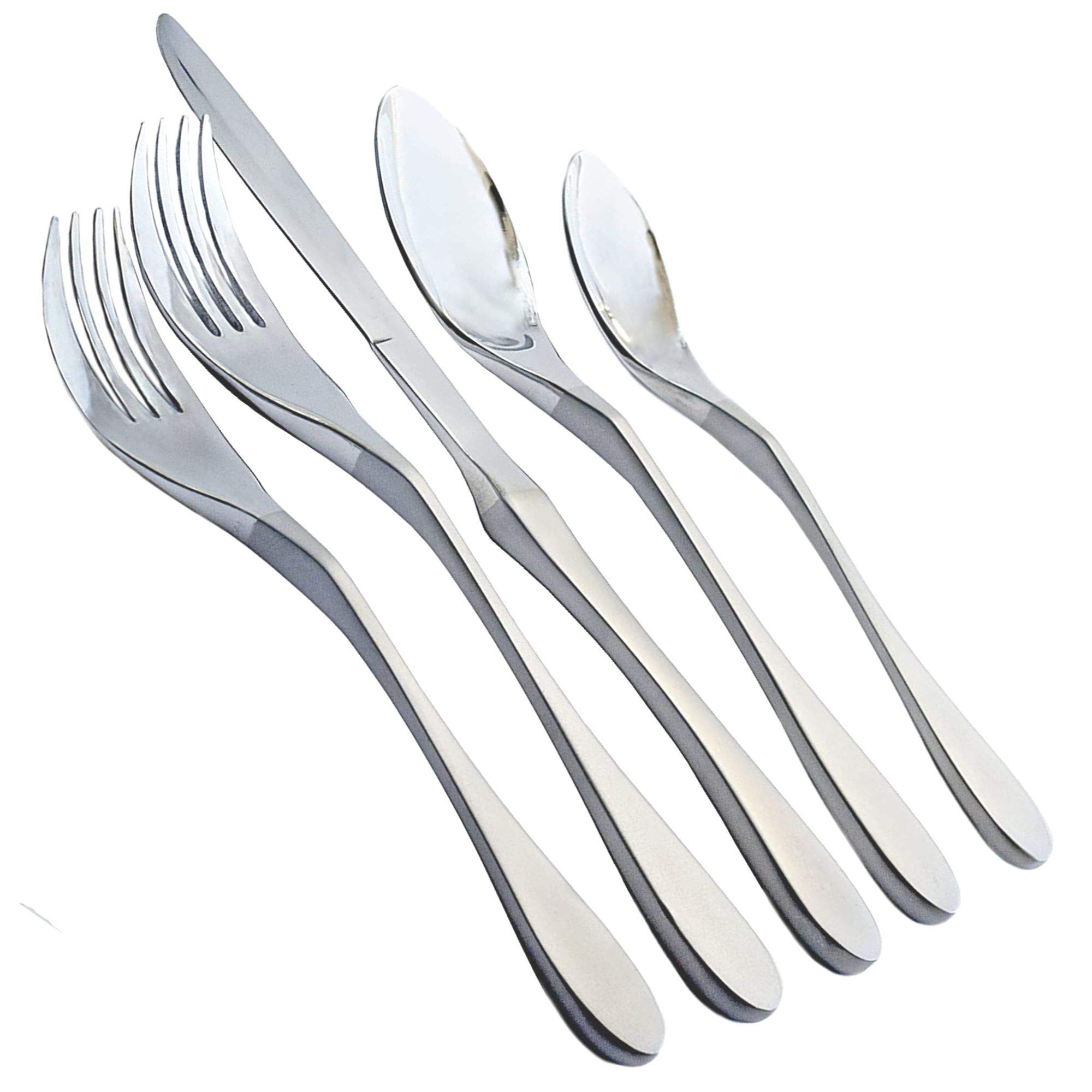 Knork Original Cutlery Utensils Flatware Set, 20 Piece (Service for 4), Duo Silver