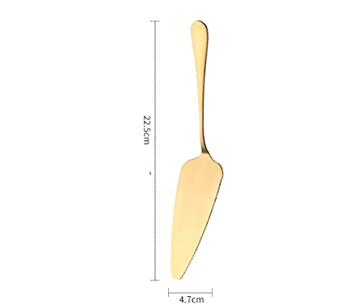 wjq&linyuzi Stainless Steel Serrated Edge Cake Server Blade Cutter Shovel Kitchen Baking Pastry Spatulas Pie Pizza Server Cake Cutter (gold), 22.5*4.7cm (004)