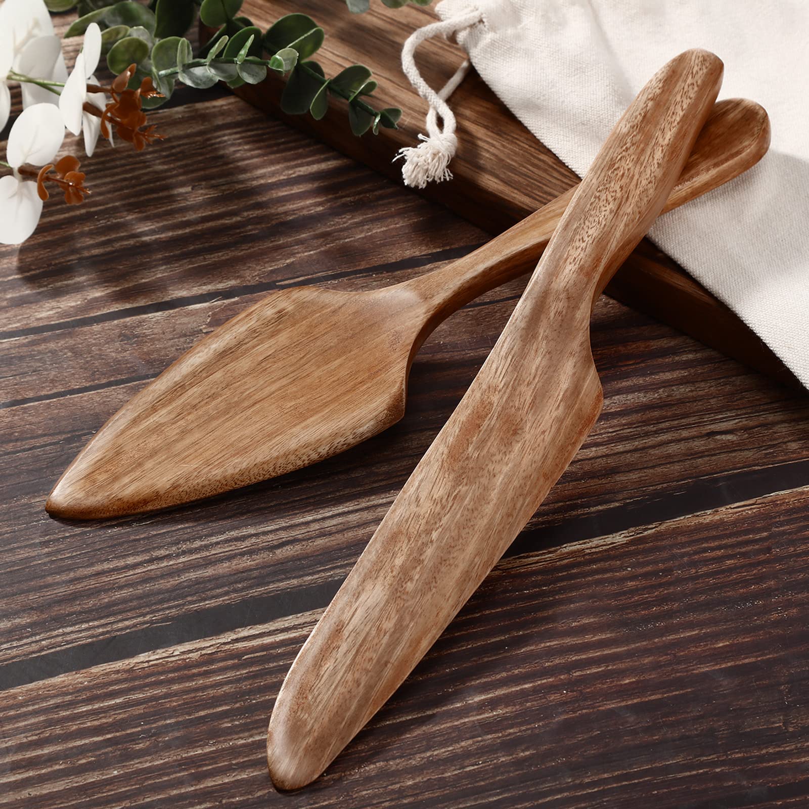 Norme Rustic Wedding Cake Cutting Set, Wooden Cake Knife and Server Set, Wood Cake Cutter and Pie Server Spatula with Drawstring Bag for Baby Shower Bridal Anniversary Birthday Gift