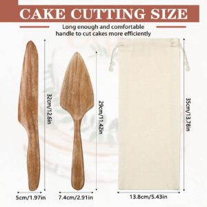 Norme Rustic Wedding Cake Cutting Set, Wooden Cake Knife and Server Set, Wood Cake Cutter and Pie Server Spatula with Drawstring Bag for Baby Shower Bridal Anniversary Birthday Gift