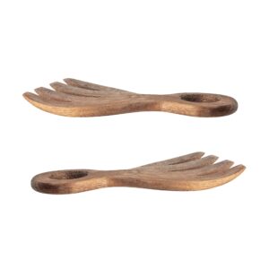 Bloomingville Acacia Wood Salad Servers, 7 Inch, Brown