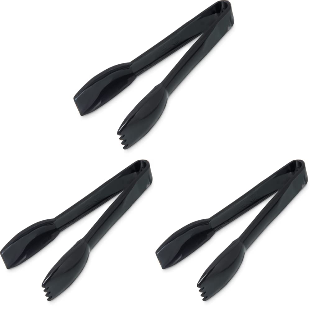 Carlisle FoodService Products 460603 Carly Salad Tong, 6" Salad Tong, Black, 3 Pack