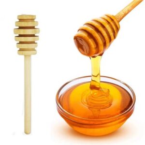 Newwe Honey Dippers (6 pcs set) Wooden Honey Stick in 3 inch, 4inch 7inch Party Supply Wood Honey Spoon For Honey Jar Mixing Stick