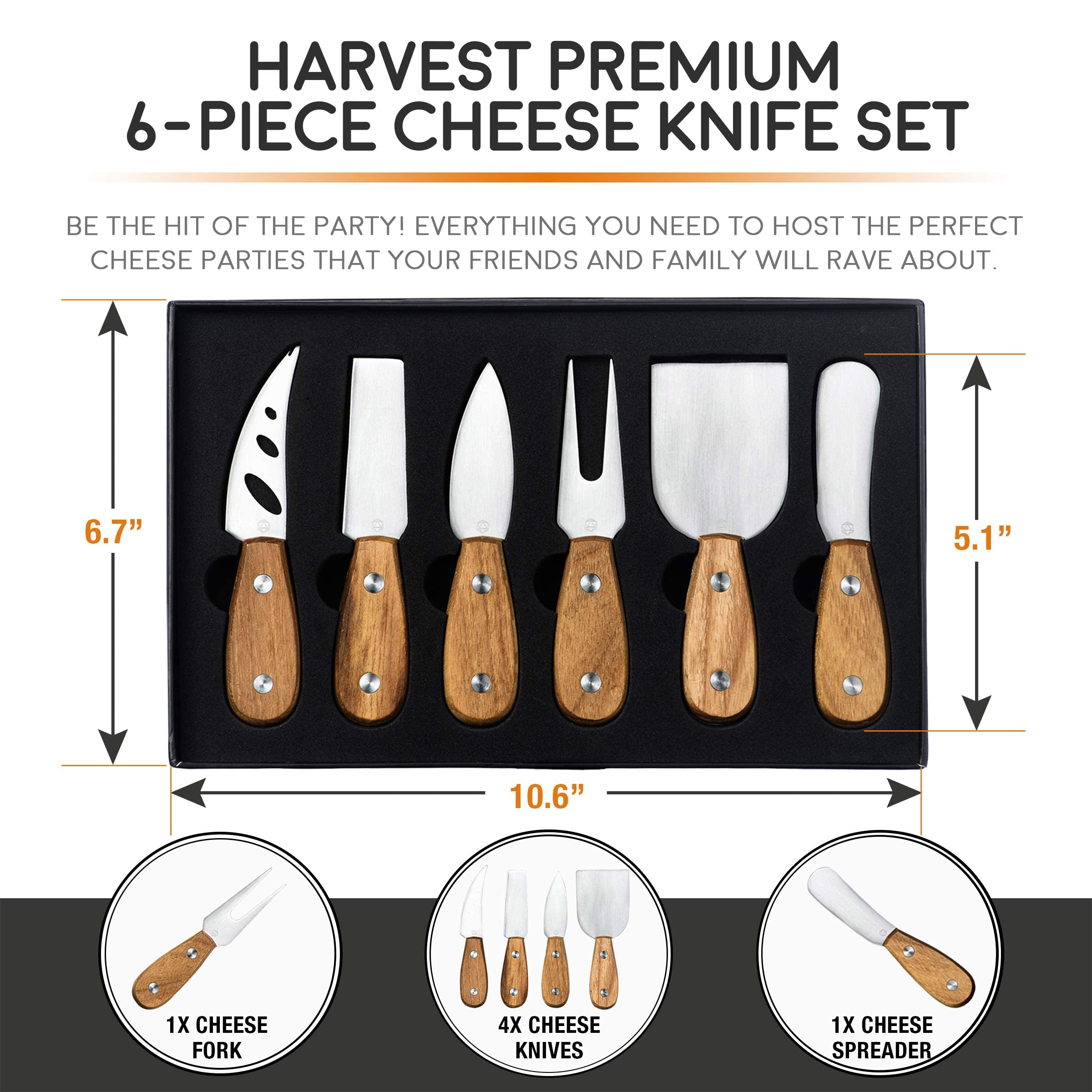 ICOSA Living LUNAR 6-Piece Stainless Steel + HARVEST 6-Piece Teak Wood Variety Bundle