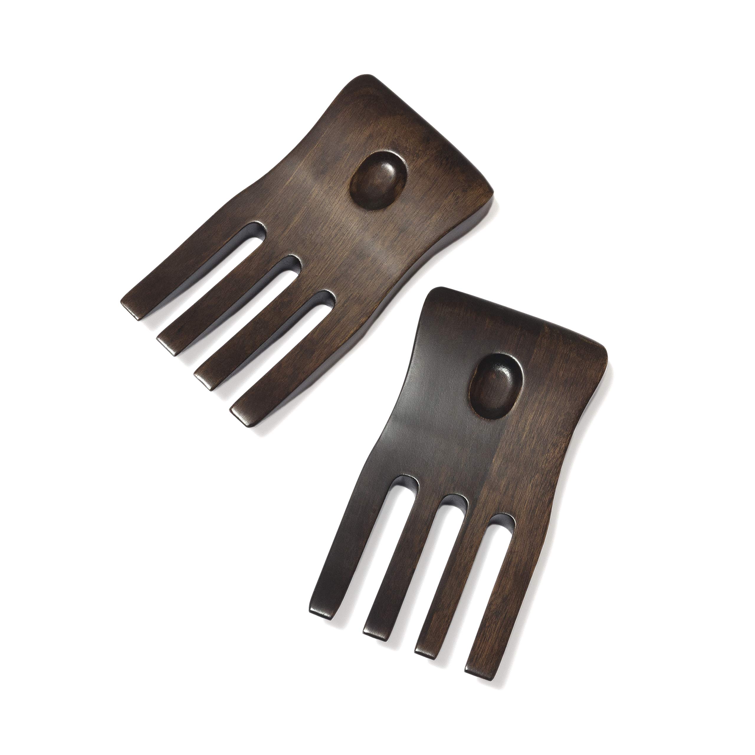 Lipper International 202WN Walnut Finish Salad Hands, One Pair, 3 3/4" x 6 3/4" x 7/8"