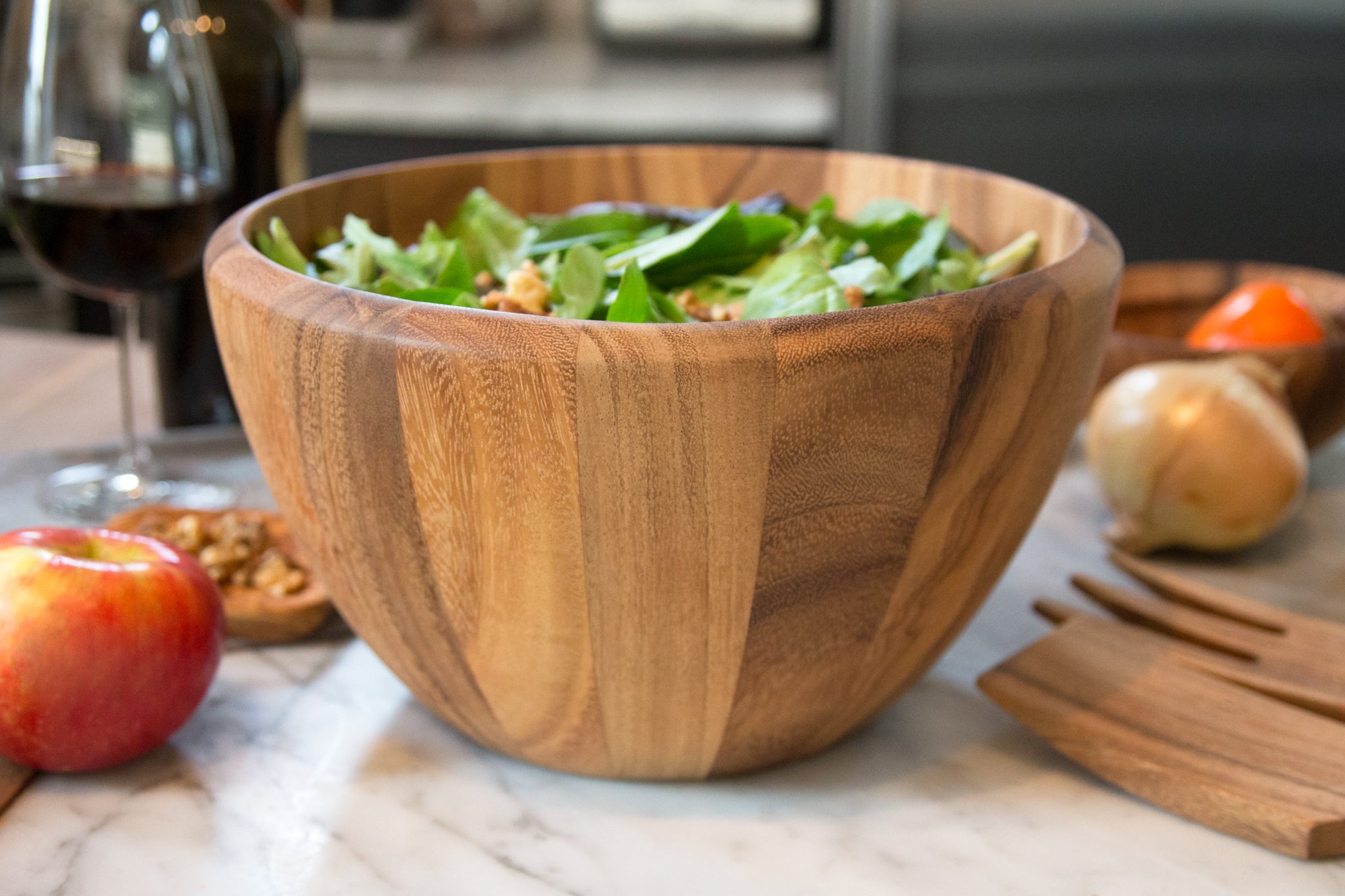 Ironwood Gourmet Extra Large Madera Salad Bowl, Acacia Wood, 12 x 12 x 7.25