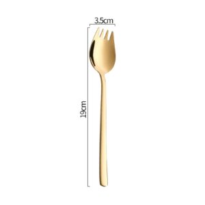 Sporks Stainless Steel Gold 6-Pack Dessert Salad Flatware Set 7.5 Inch Spoons Salad Forks