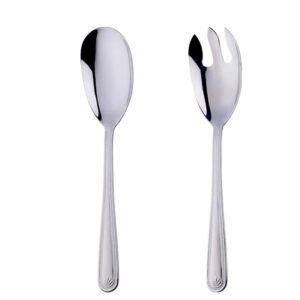 large 12" salad servers set serving spoon spork 18/10 stainless steel - silver