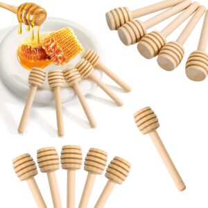 yeuikerr 100 pack mini honey dipper stick, 3 inch wooden honey comb wand, mini wood honey stirrer stick for honey jar dispense drizzle honey and wedding party