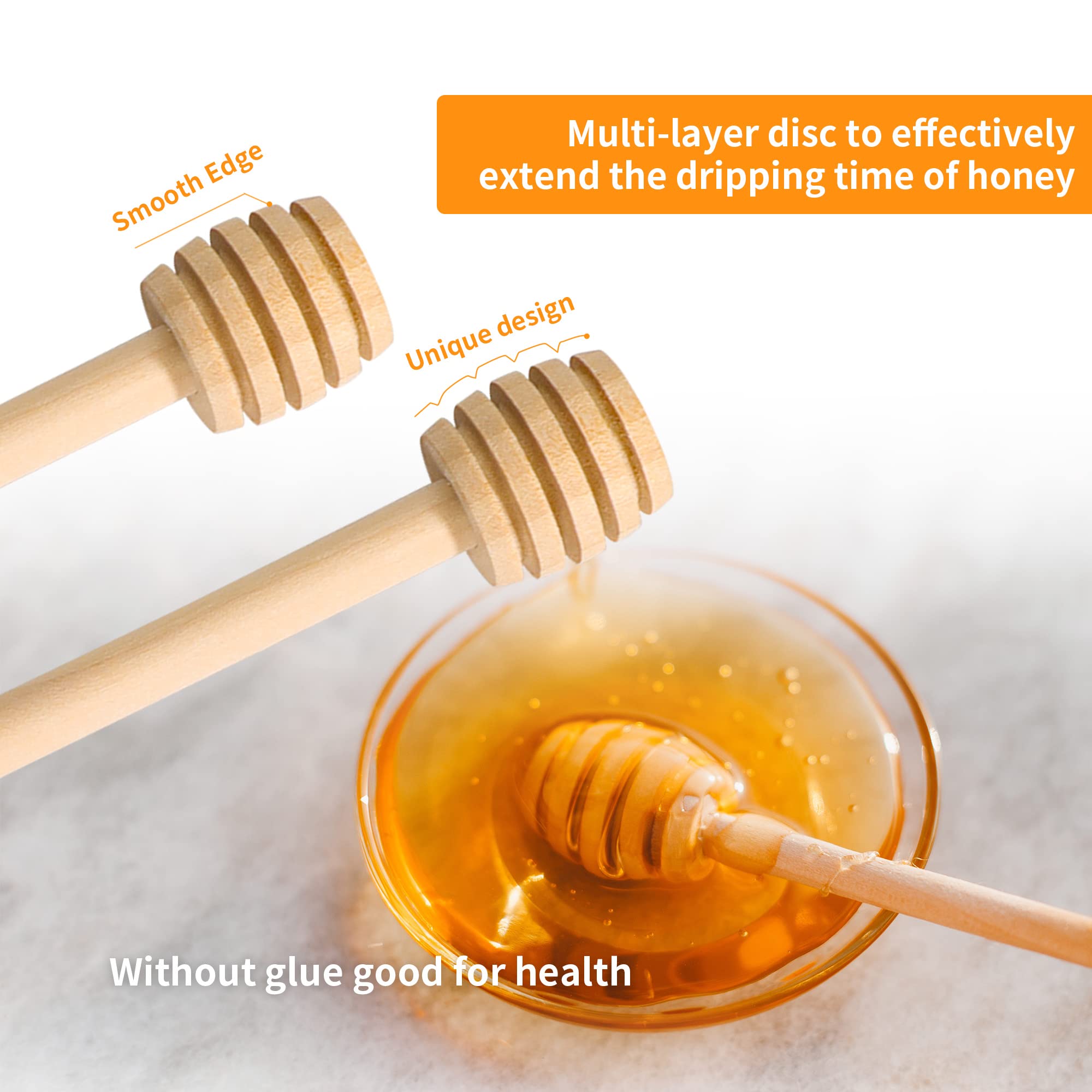 YEUIKERR 100 Pack Mini Honey Dipper Stick, 3 Inch Wooden Honey Comb Wand, Mini Wood Honey Stirrer Stick for Honey Jar Dispense Drizzle Honey and Wedding Party