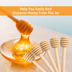 YEUIKERR 100 Pack Mini Honey Dipper Stick, 3 Inch Wooden Honey Comb Wand, Mini Wood Honey Stirrer Stick for Honey Jar Dispense Drizzle Honey and Wedding Party