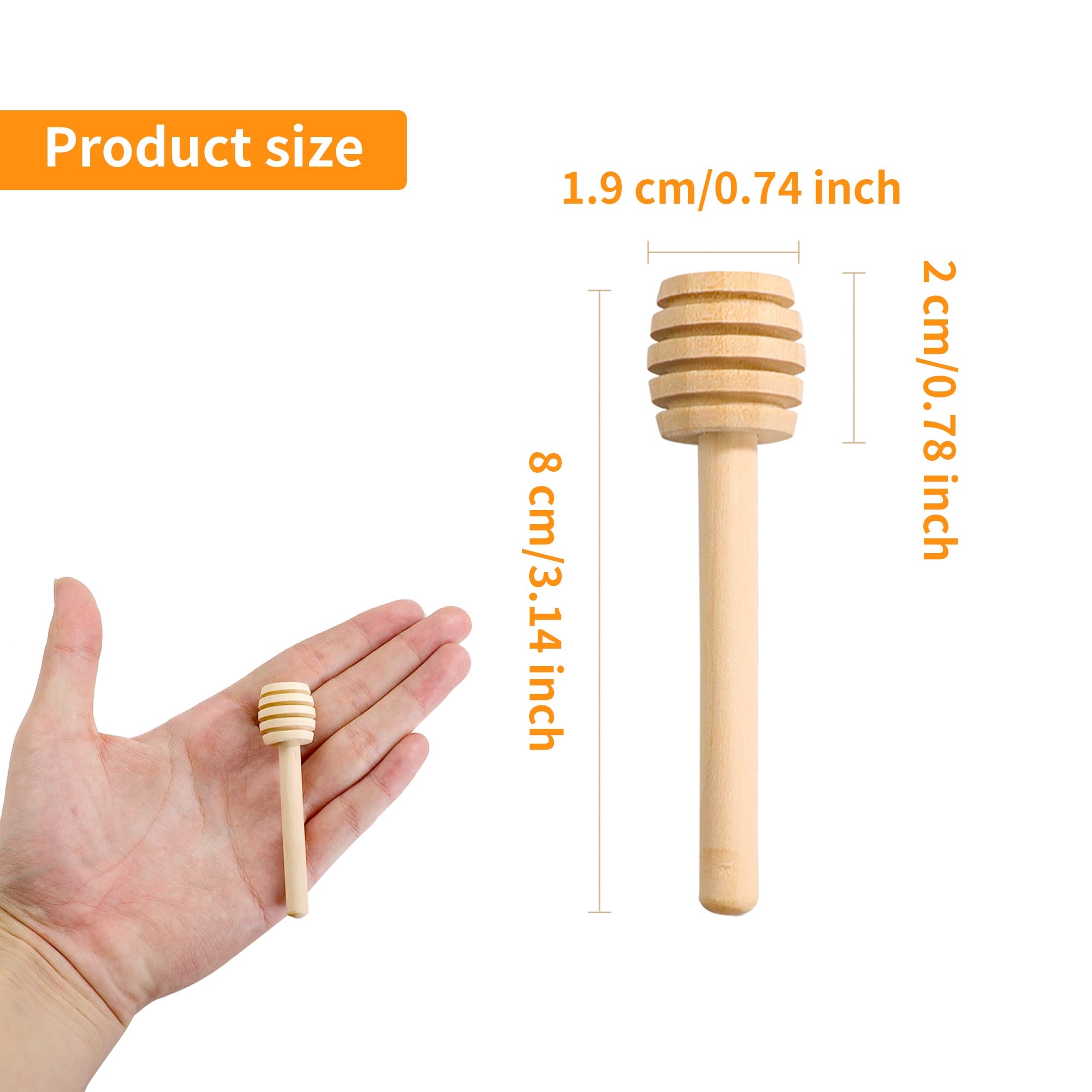 YEUIKERR 100 Pack Mini Honey Dipper Stick, 3 Inch Wooden Honey Comb Wand, Mini Wood Honey Stirrer Stick for Honey Jar Dispense Drizzle Honey and Wedding Party