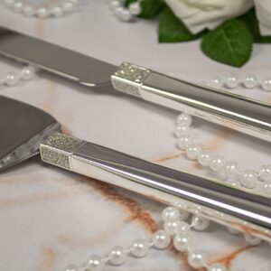 Waterford Lismore Diamond Silver Personalized Wedding Cake Knife and Server Set, Custom Engraved Wedding Cake Cutting Set, Accessories and Gifts for the Bride and Groom