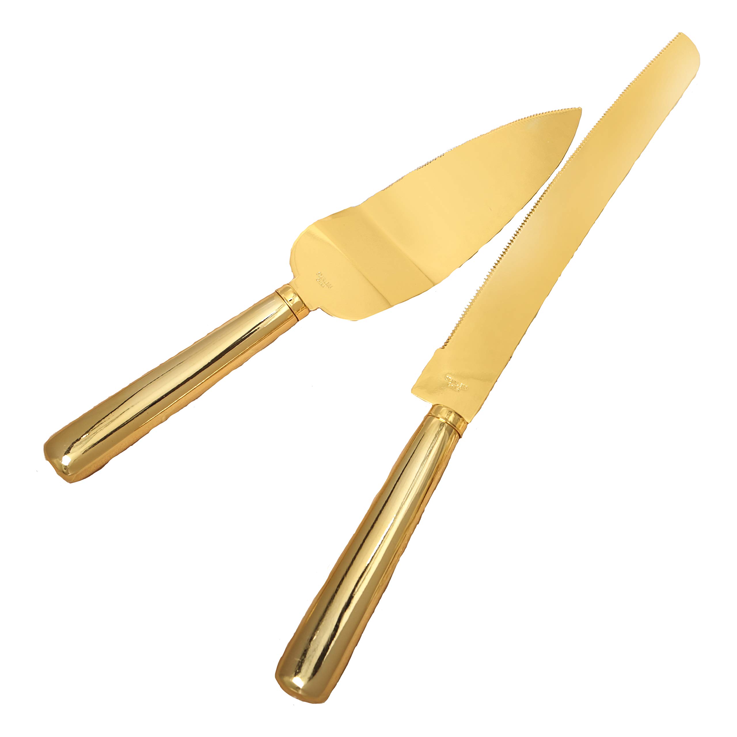 FashionCraft 2526 Simple Elegance Classic Gold Stainless Steel Cake Knife Set, One Size, Gold