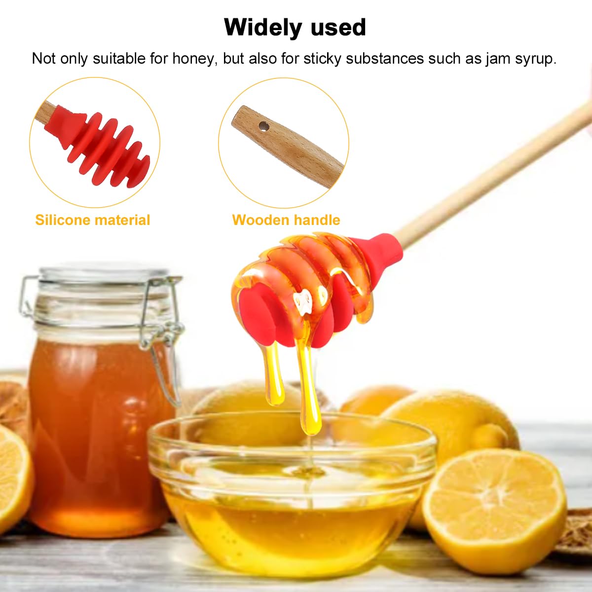 3 Pcs Honey Dipper Stick, Silicone Head Spiral Honey Spoon, Jar Honey Dispensing Stirring Rod Honey Dipper (Red/Yellow/Green)