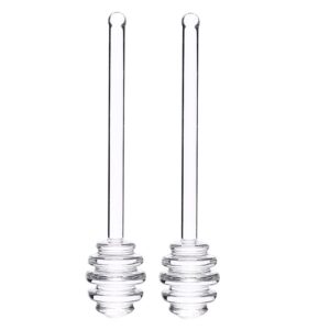 uuyyeo 2 pcs 6 inch glass honey stirring sticks honey spoon stirring scooper honey wand stick for honey pot