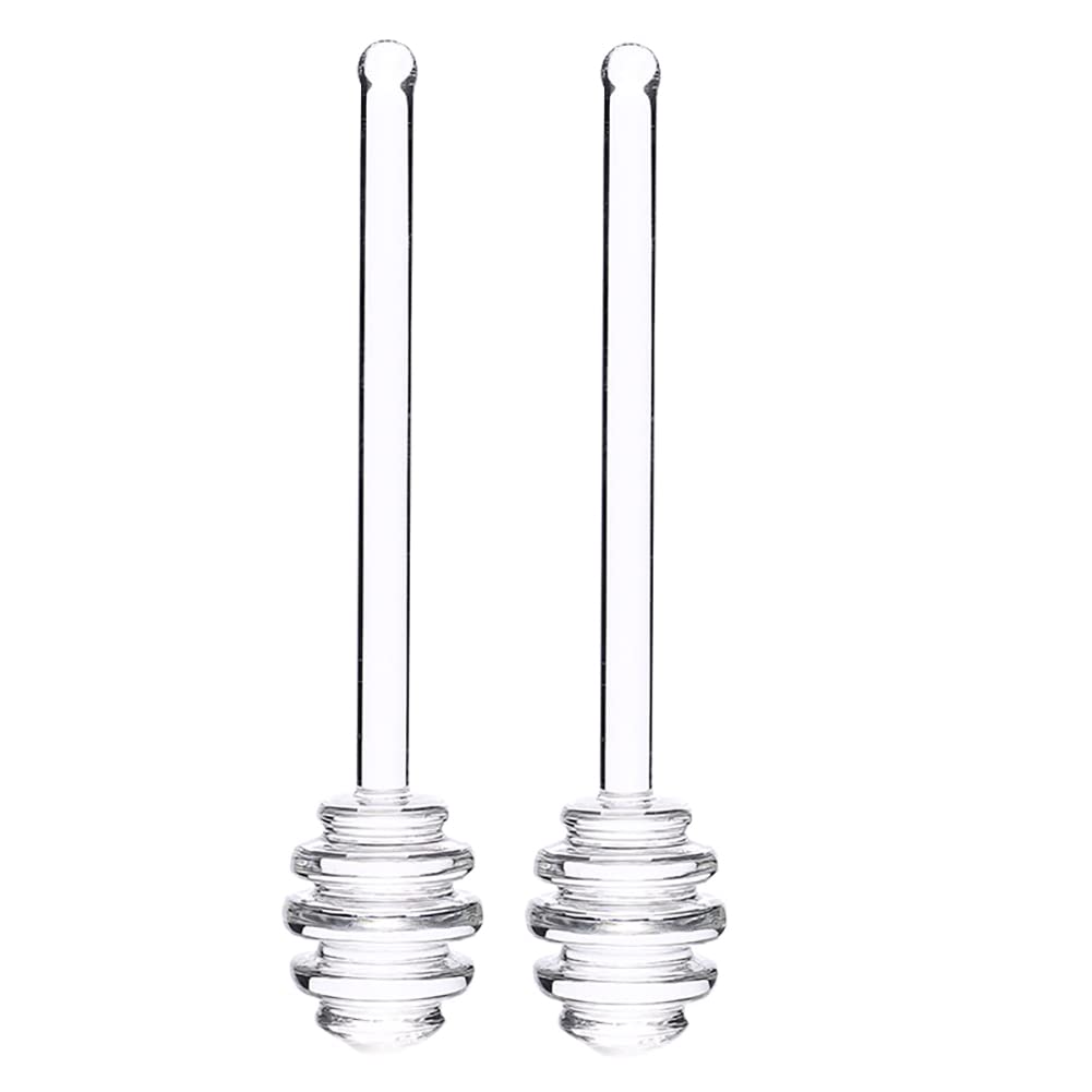 UUYYEO 2 Pcs 6 Inch Glass Honey Stirring Sticks Honey Spoon Stirring Scooper Honey Wand Stick for Honey Pot