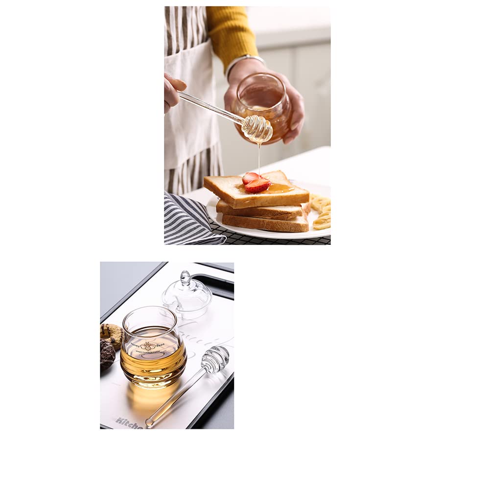 UUYYEO 2 Pcs 6 Inch Glass Honey Stirring Sticks Honey Spoon Stirring Scooper Honey Wand Stick for Honey Pot