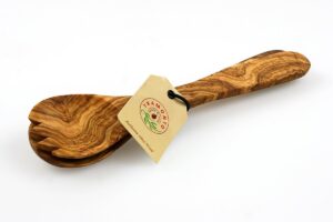 tramanto olive wood salad server set - 12 inch french design