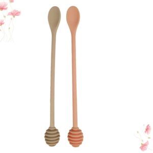 UPKOCH 2pcs Honeycomb Sticks Silicone Honey Dippers Honey Mixing Stick Long Handle Spoon for Honey Jar Random Color