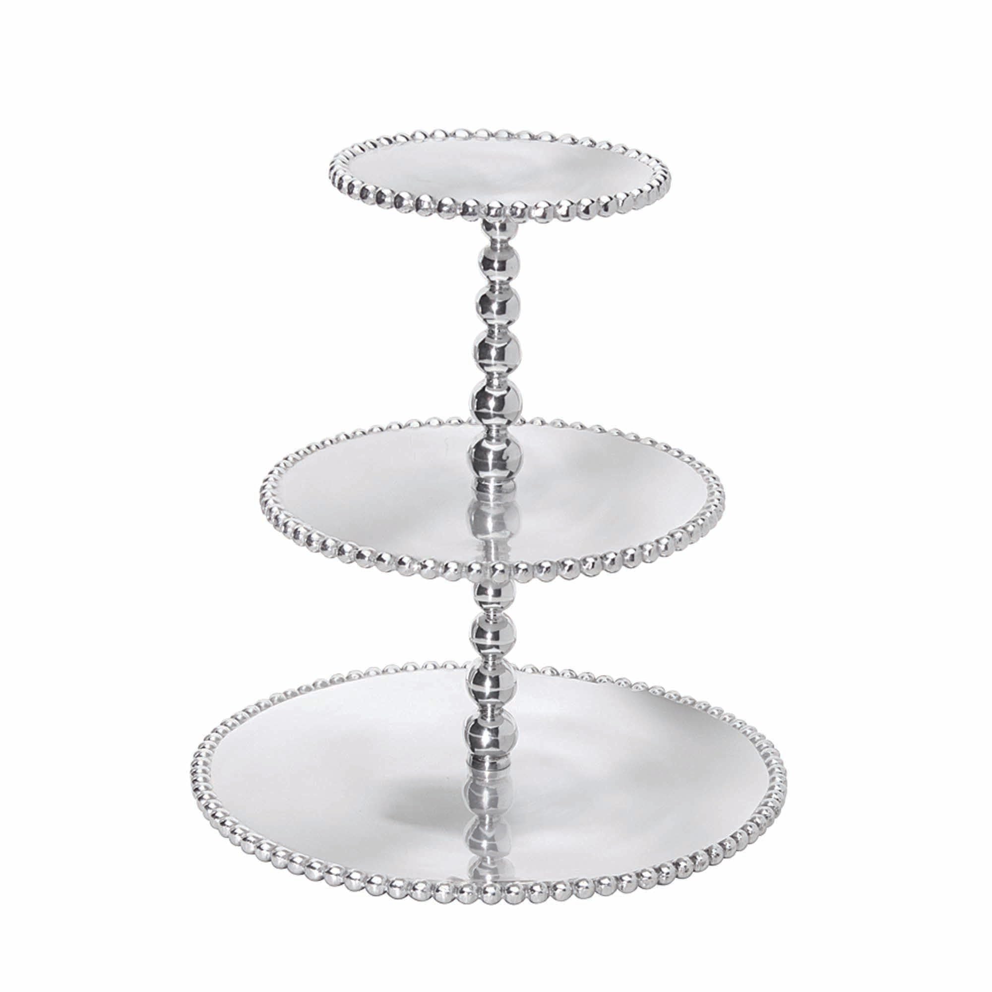 Mariposa Pearled 3-Tiered Cupcake Server