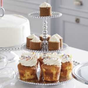 Mariposa Pearled 3-Tiered Cupcake Server