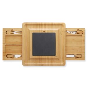 Casafield Charcuterie Boards, Large Bamboo Cheese Board and Knife Gift Set - Gifts for Women, House Warming, New Home, Wedding - Wooden Serving Tray with Slate Cheese Plate and Slide-Out Drawers