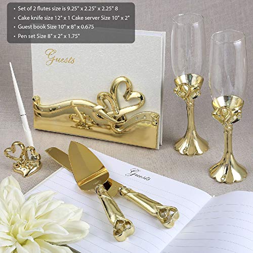 FASHIONCRAFT 2537 Double Heart Themed Wedding Accessory Set, Wedding Favors, Gold