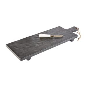 mud pie black footed serving set, board 8" x 21 1/2" | knife 5 1/2"