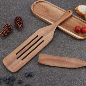 AOOF Wooden Spatula for Cooking, 6Pcs Natural Acacia Kitchen Utensil Set, Slotted, Spreader,Heat Resistant Non Stick Wood Cookware for Mixing,13(01)