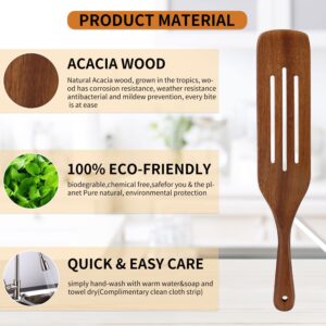 AOOF Wooden Spatula for Cooking, 6Pcs Natural Acacia Kitchen Utensil Set, Slotted, Spreader,Heat Resistant Non Stick Wood Cookware for Mixing,13(01)