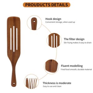 AOOF Wooden Spatula for Cooking, 6Pcs Natural Acacia Kitchen Utensil Set, Slotted, Spreader,Heat Resistant Non Stick Wood Cookware for Mixing,13(01)