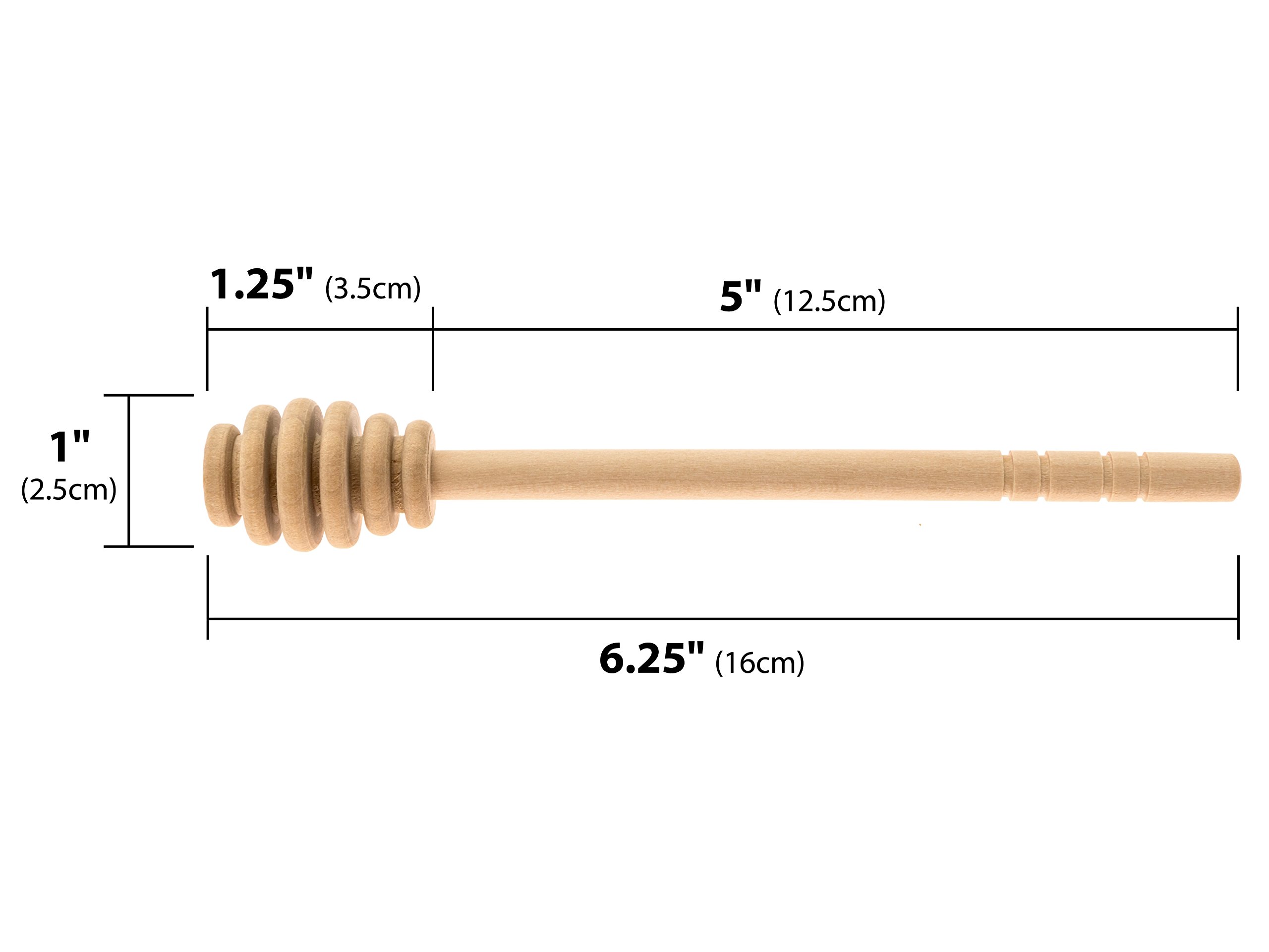 Honey Dipperz 6" Inches Long (16cm) Wooden Honey Dipper Drizzler Stirring Stick, Spoon Rod Muddler Dispense