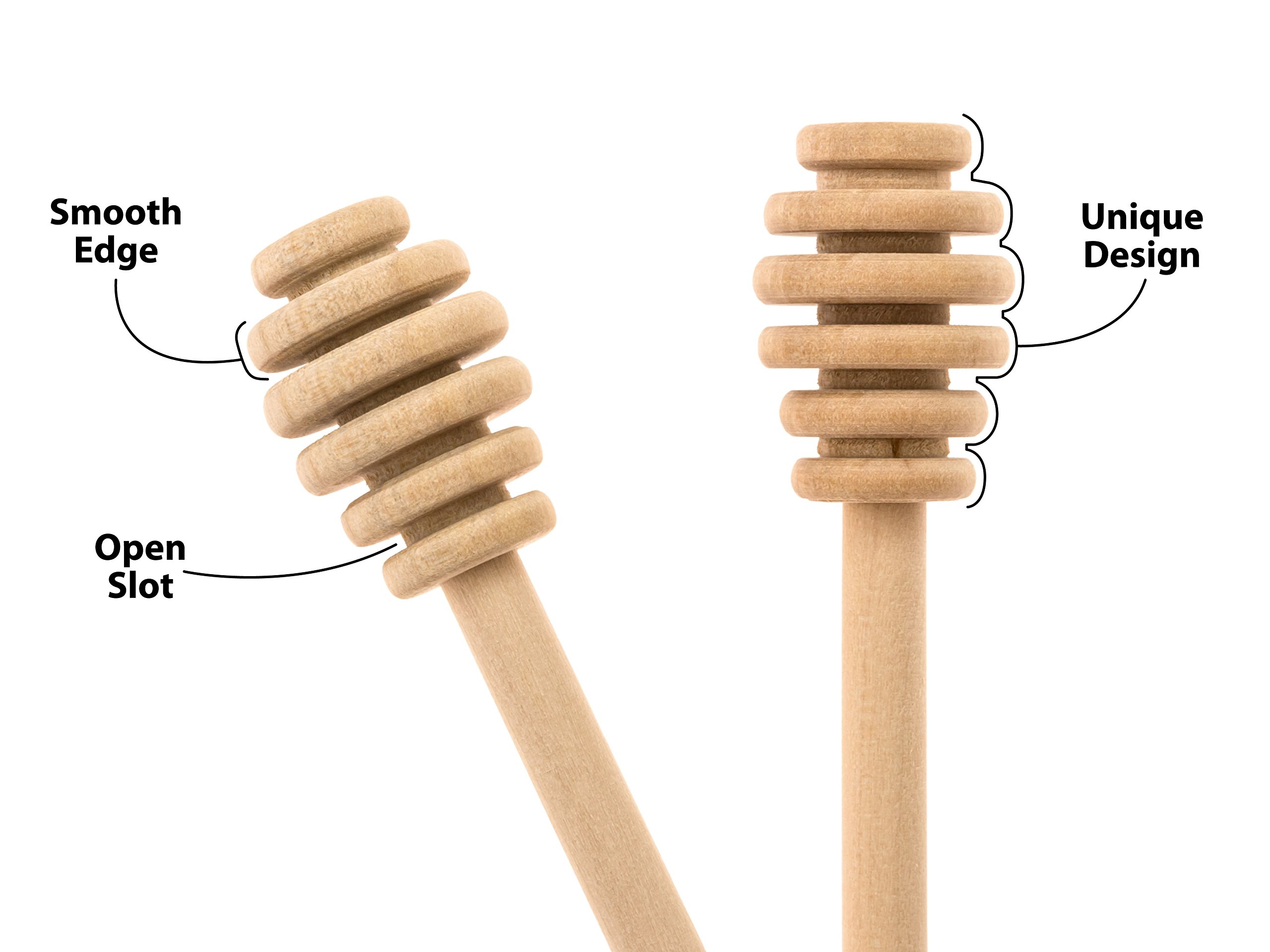 Honey Dipperz 6" Inches Long (16cm) Wooden Honey Dipper Drizzler Stirring Stick, Spoon Rod Muddler Dispense