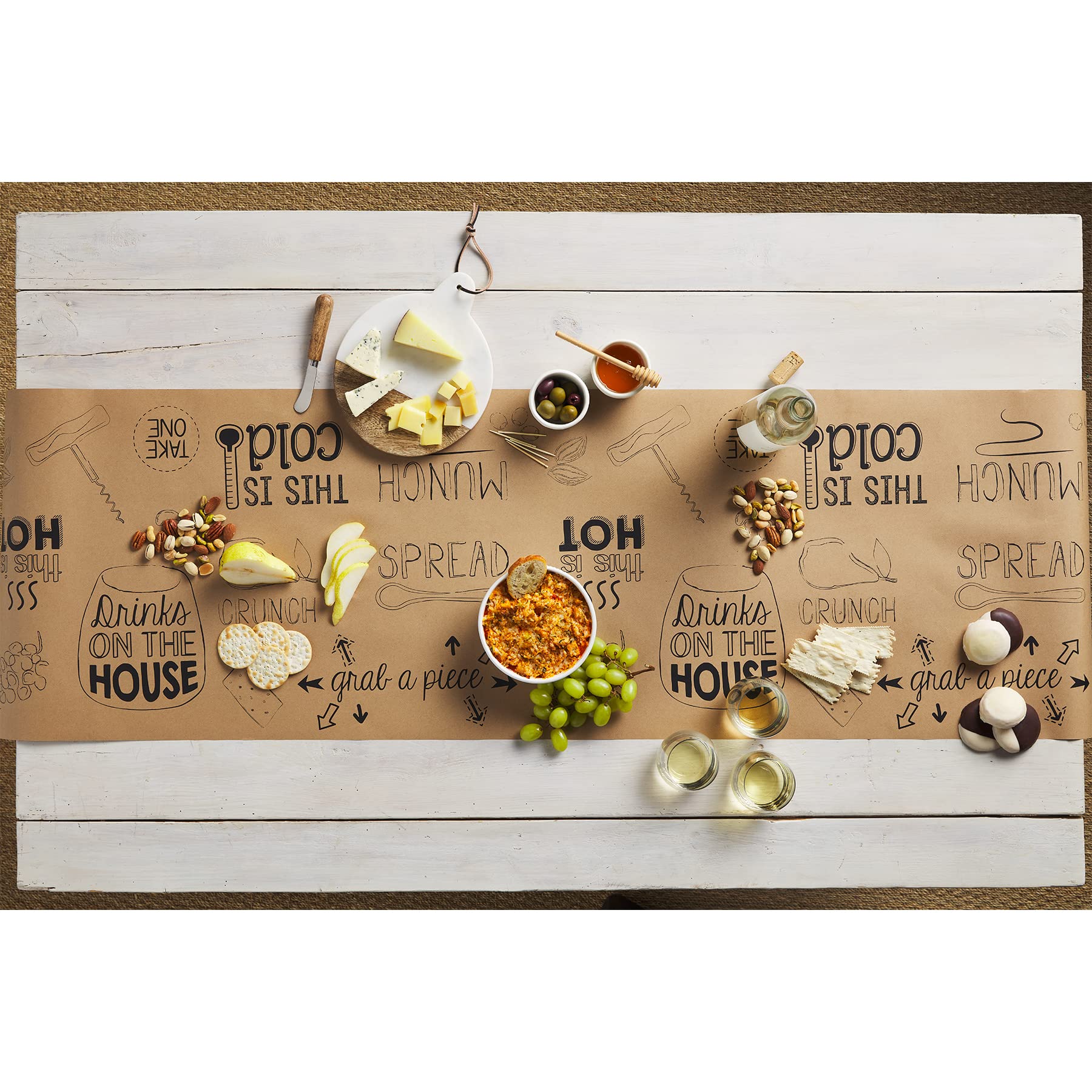 Mud Pie Wood Cheese Set, White/Brown, board 10" x 8" | utensil 5 1/2"