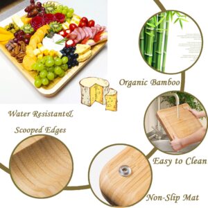 Pylepe Bamboo Cheese Board with 4 Stainless Steel Knife Set,Charcuterie Platter Board Set & Cheese Serving Tray,Unique New House Warming Anniversary Christmas Gift for Couple Women