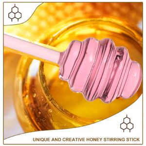 CALLARON Glass Honey Dipper Clear Honey Stirring Stick Honey Server Spoon Jam Syrup Stirring Wand for Honey Jar Dispense Drizzle Wedding Party Favors Pink