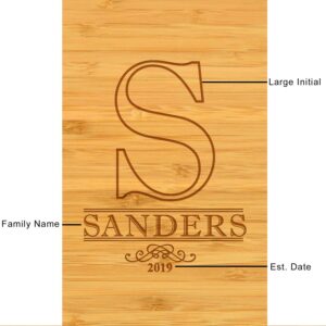 Custom Personalized Engraved Bamboo Cheese/Charcuterie Cutting Board with Knife Set & Cheese Markers- Designed & Quality Checked in USA