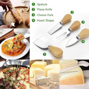 Wisdture Bamboo Cheese Board and Knife Set,Large Charcuterie Board Suitable for Cheese Service,Cheese Board for Christmas Day-Unique Wedding and Housewarming Gift, Bridal Shower Gift for Women