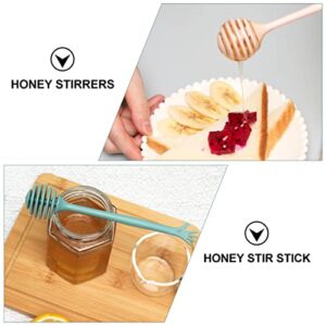 UPKOCH Coffee Stirrers 4pcs Cocktail Mini Finger Household Party Stirring Dispense Dropper and Dippers Shaped Dipper Drizzle Honeycomb Pot Favors Plastic Coffee Server Beverage Bar for Coffee Syrup