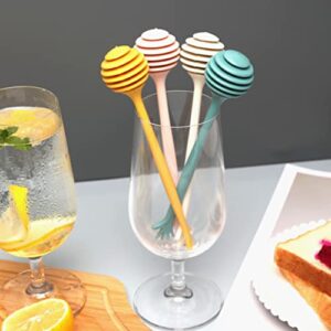 UPKOCH Coffee Stirrers 4pcs Cocktail Mini Finger Household Party Stirring Dispense Dropper and Dippers Shaped Dipper Drizzle Honeycomb Pot Favors Plastic Coffee Server Beverage Bar for Coffee Syrup