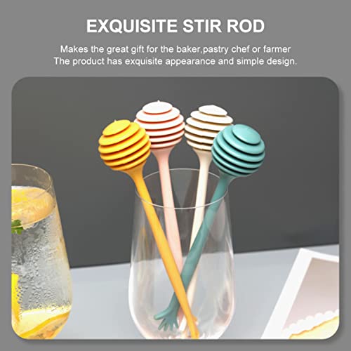 UPKOCH Coffee Stirrers 4pcs Cocktail Mini Finger Household Party Stirring Dispense Dropper and Dippers Shaped Dipper Drizzle Honeycomb Pot Favors Plastic Coffee Server Beverage Bar for Coffee Syrup