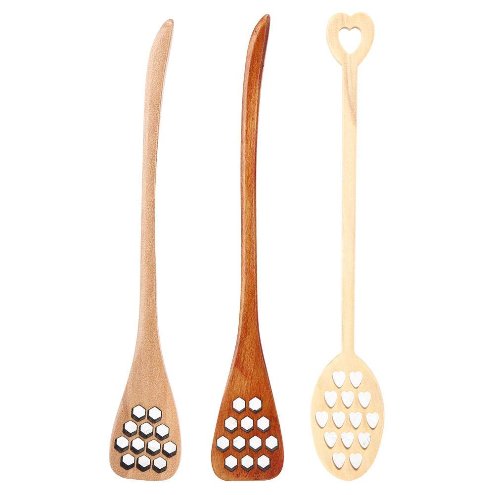 3Pcs Bionic Wood Honey Dipper 7" Mixing Spoon Sets with Long Handle Reusable Drinks Stirring Rod for Coffee Milk and Tea