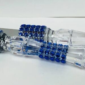 Royal Blue Cake Knife & Server Set Design with Simulated Rhinestone for All Party Occasions