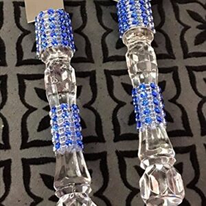 Royal Blue Cake Knife & Server Set Design with Simulated Rhinestone for All Party Occasions