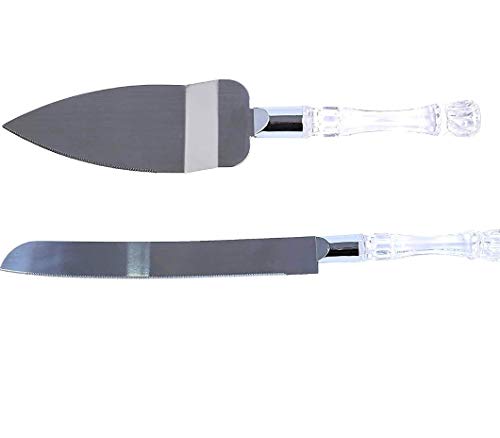 Mis Quince 15 Anos Cake Knife and Server Set Acrylic Crystal Handle -Cuchillos y Pala