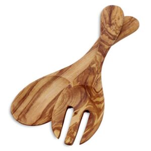 sur la table italian olivewood salad hands, set of 2, tan