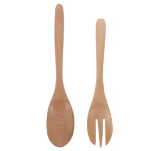 doitool 1 set 2pcs salad wooden spoon handy wooden utensils for eating salad spoon stirring pasta mixing spoons silverware spoons wooden salad bamboo salad hands salad woo tableware snack