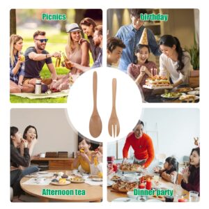 DOITOOL 1 Set 2pcs Salad Wooden Spoon Handy Wooden Utensils for Eating Salad Spoon Stirring Pasta Mixing Spoons Silverware Spoons Wooden Salad Bamboo Salad Hands Salad Woo Tableware Snack